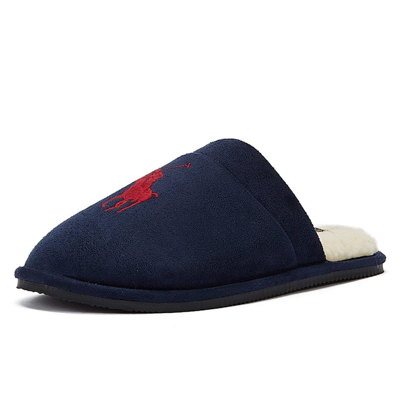 Ralph Lauren Klarence Big PP Mens Navy/Red Slippers – Tower London.FR