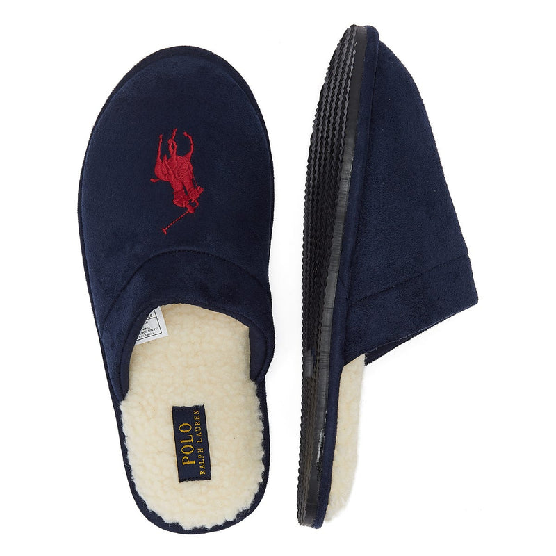 Ralph Lauren Klarence Big PP Mens Navy/Red Slippers – Tower London.FR