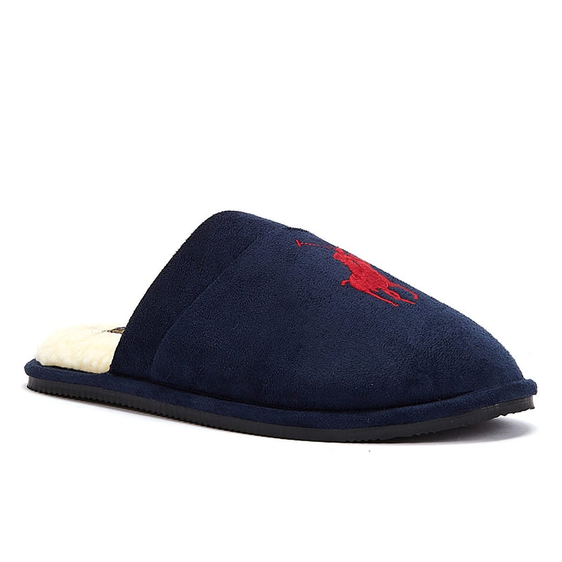 Ralph Lauren Klarence Big PP Mens Navy/Red Slippers – Tower London.FR